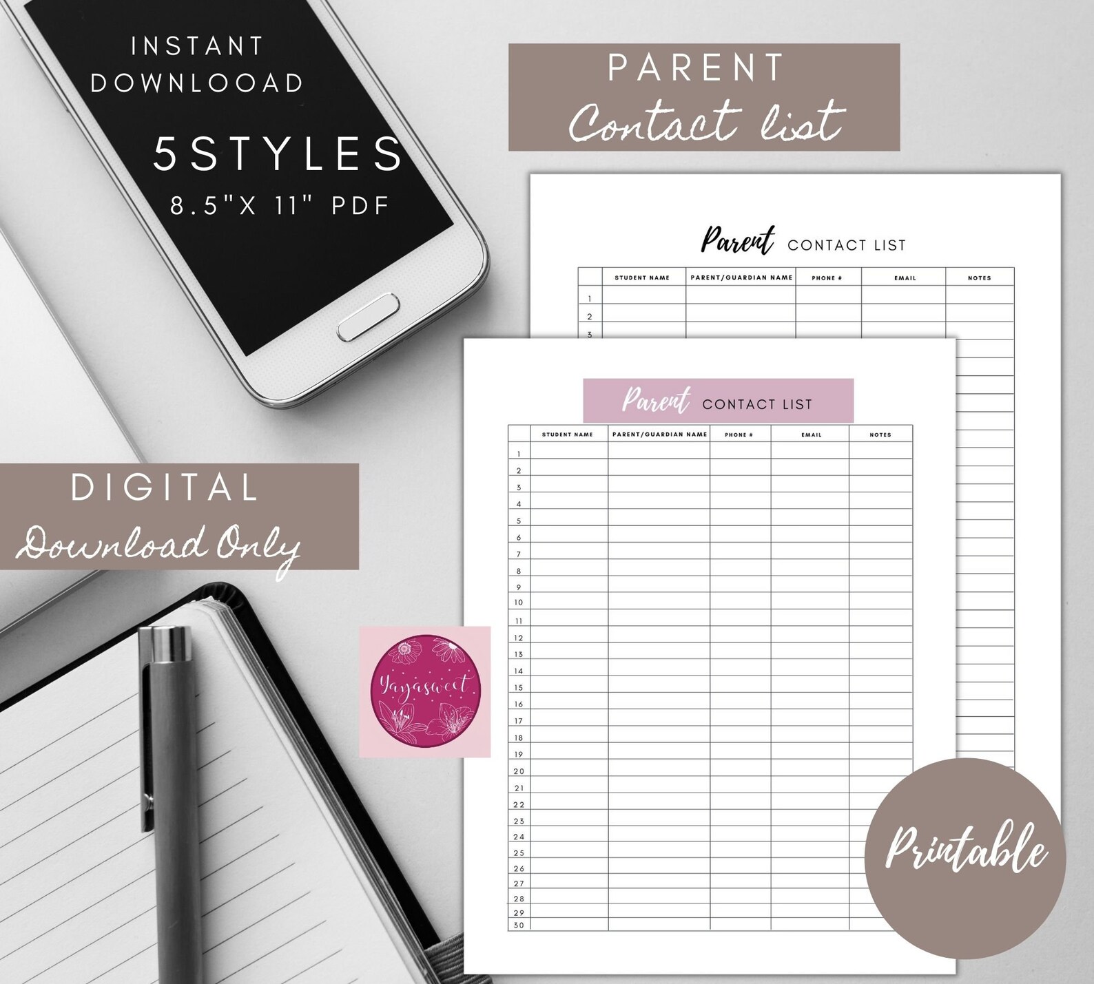 Parent Contact List, Parent Conparent Contact List, Student Contact ...