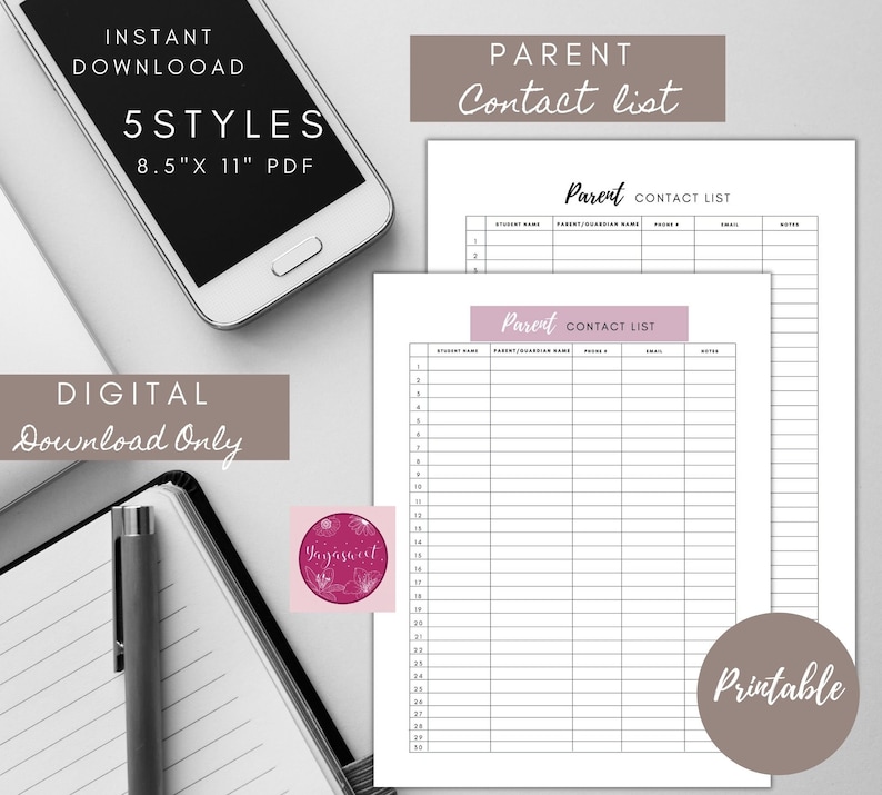 Parent Contact List, Parent Conparent Contact List, Student Contact ...