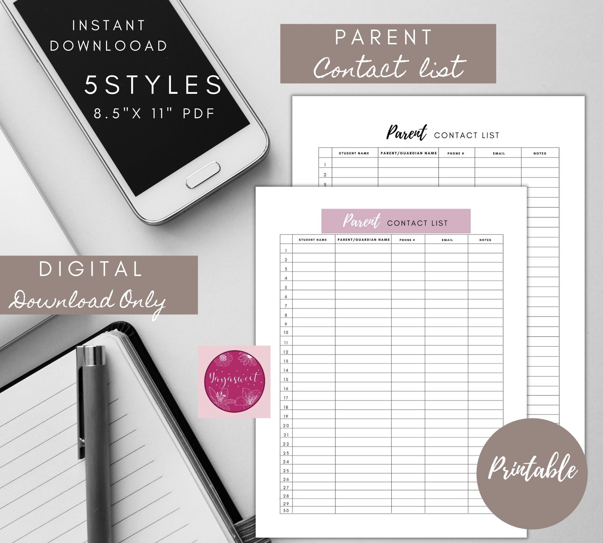 Parent Contact List, Parent Conparent Contact List, Student Contact ...