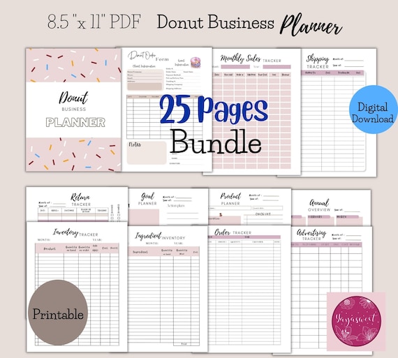 Donut Business Planner Order Form Tracker Etc.pdf Small | Etsy