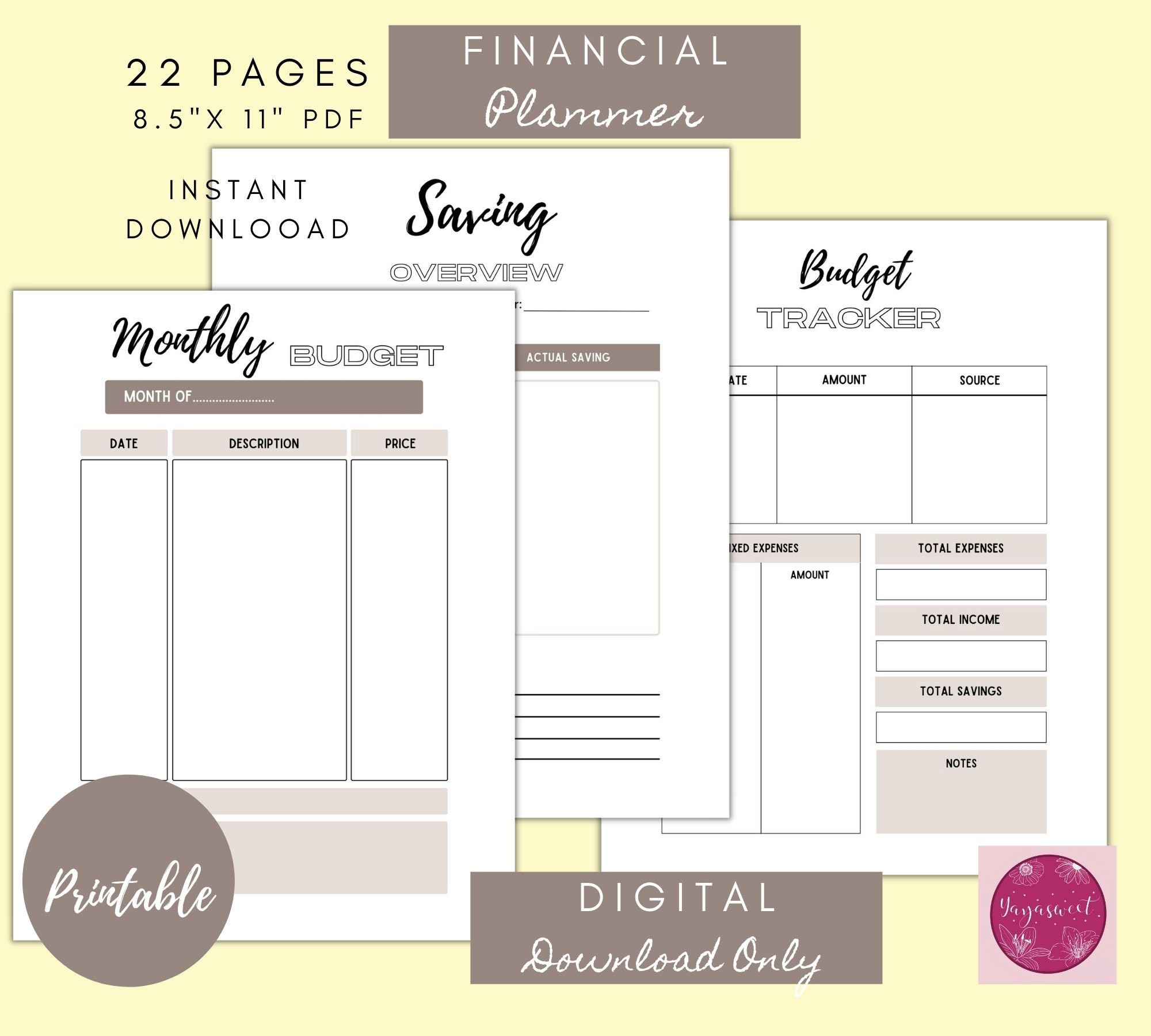 Financial Planner Printable, Budget Planner Printables, Monthly Budget ...