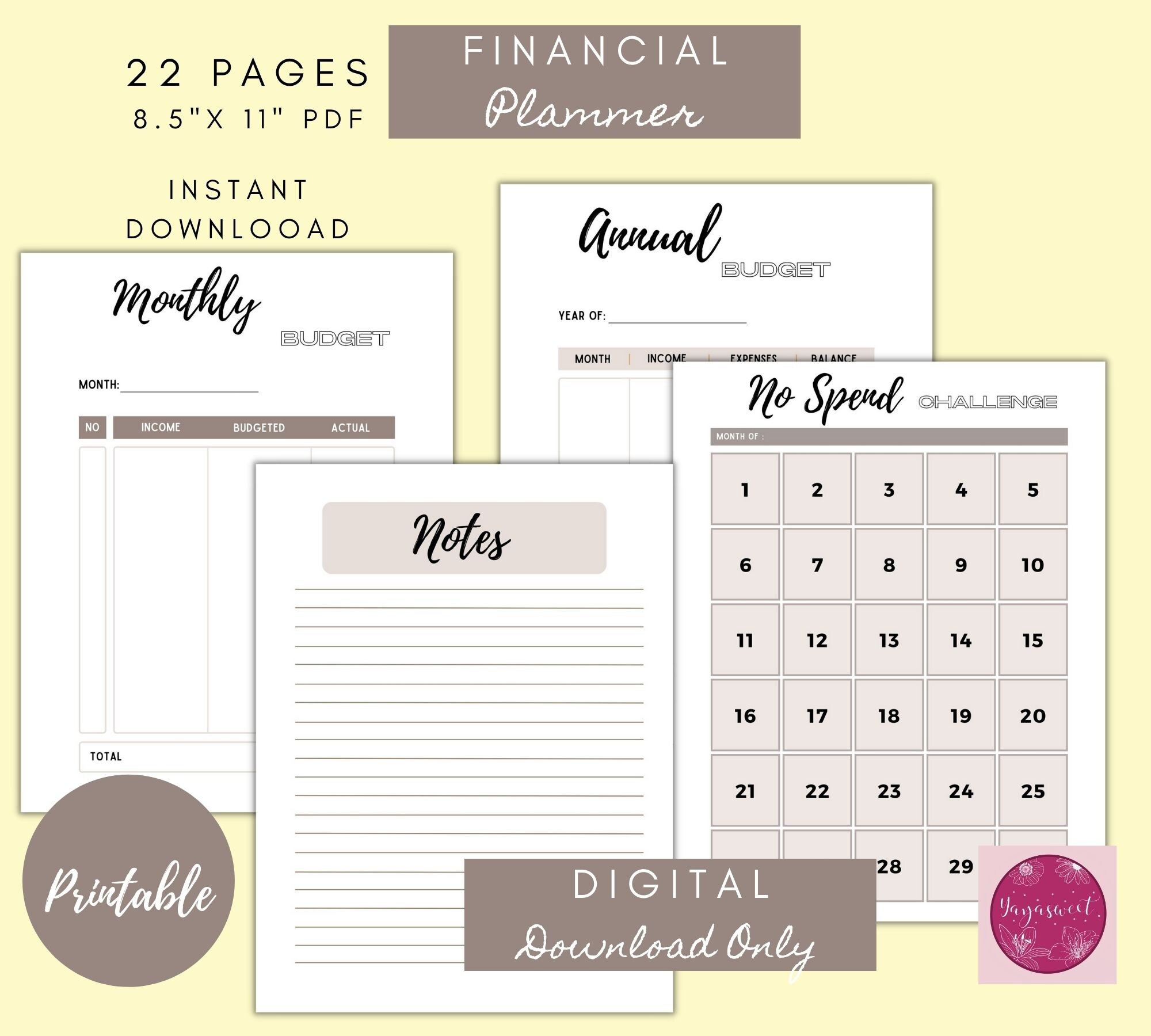 Financial Planner Printable, Budget Planner Printables, Monthly Budget ...