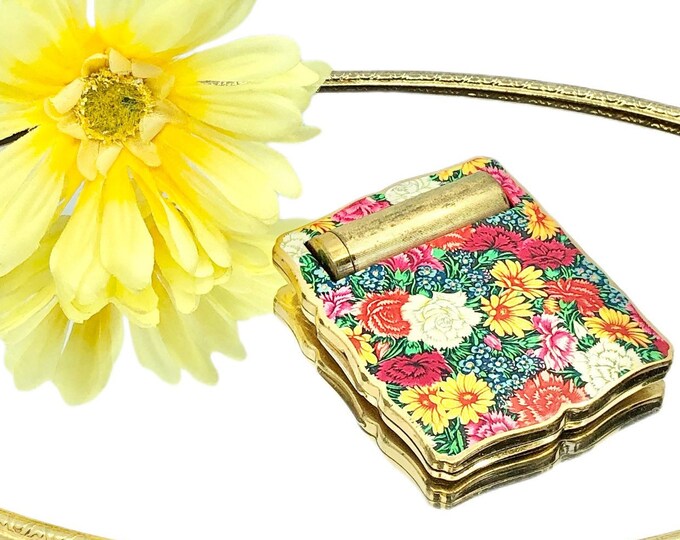 Vintage RARE Stratton Colorful Floral Powder Compact Mirror With ...