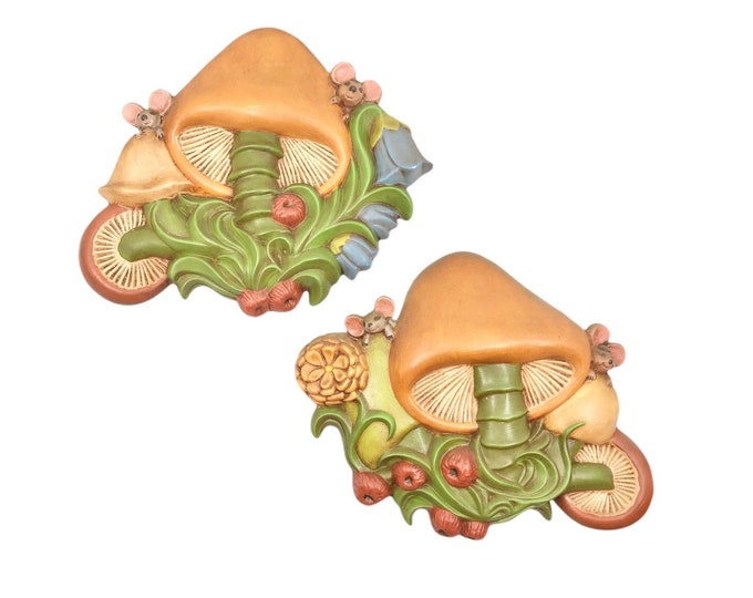 Vintage Set of 2 Arnel's 1977 Mushroom and Mice Wall Décor/wall Art / Arnel's Mushroom and Mice ...