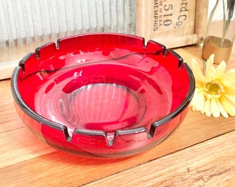 Red Glass Ashtray - Etsy