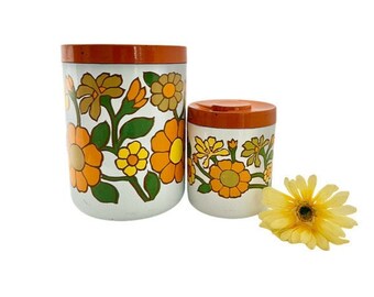 Vintage Yellow Floral Canisters by Wolin Japan / 1970's SET of 3 Flower ...