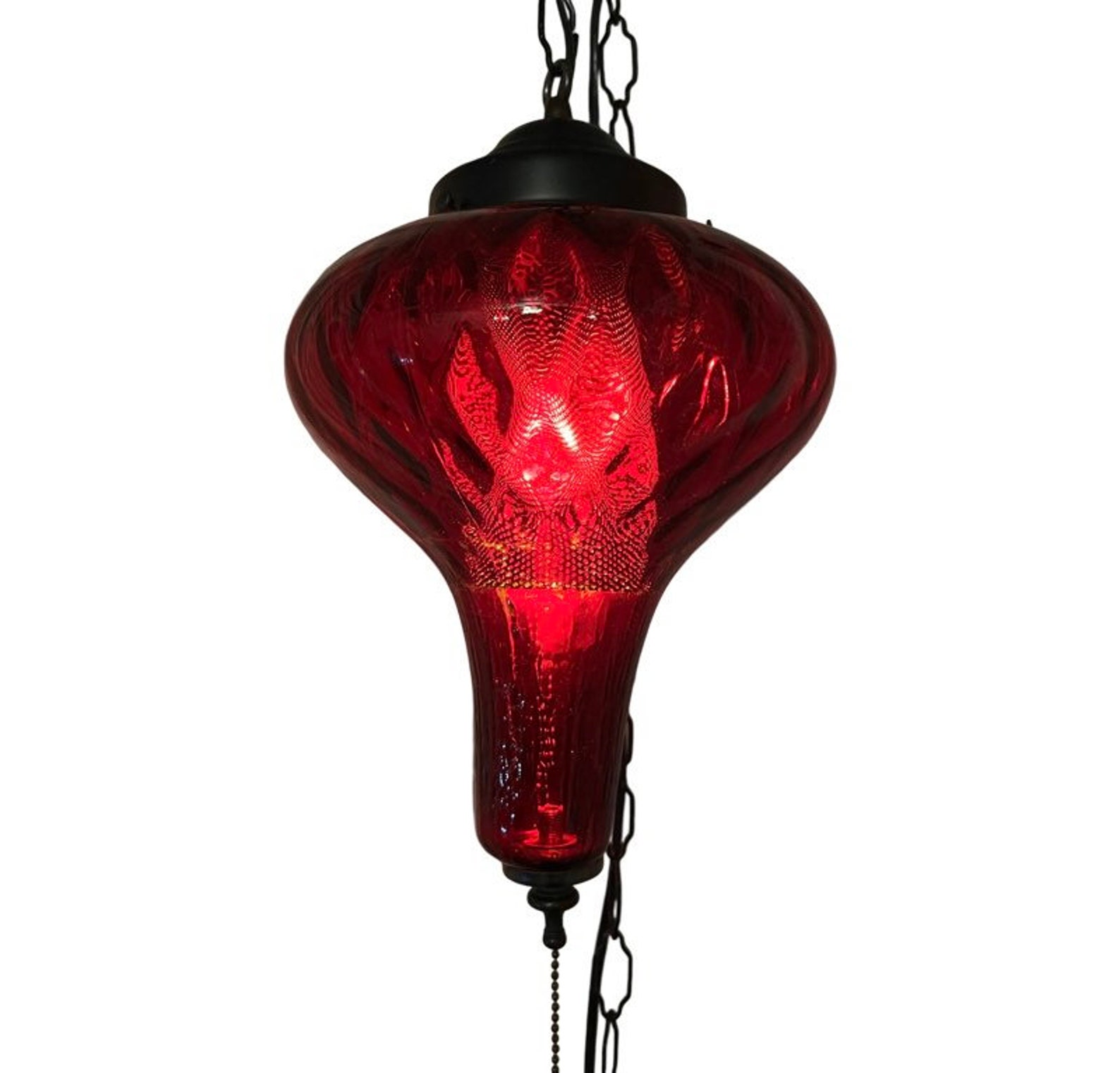 Vintage STUNNING Ruby Red SWAG Lamp / Mid-century Large Red | Etsy