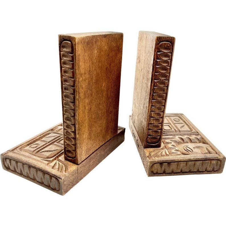 Vintage Pair of BEAUTIFUL Hand Carved Wooden Bookends / - Etsy
