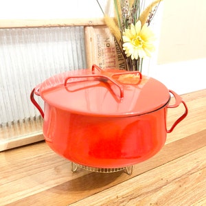 Vintage Mid-century Dansk Designs Kobenstyle RED 4 Qt. Enameled Steel ...