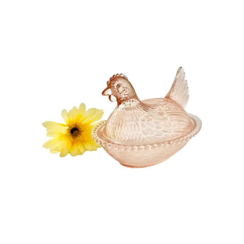 Vintage Indiana Glass Pink Glass hen on Nest / - Etsy