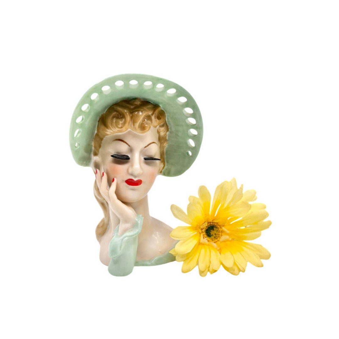 RARE Vintage Large Lady Head Vase / 1950's Collectible Lady Head Vase ...