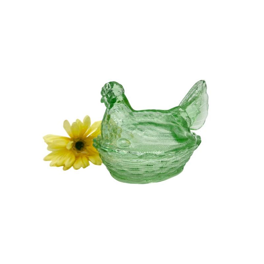 Vintage Green Glass Hen on Nest Candy Dish by Mosser/wright - Etsy
