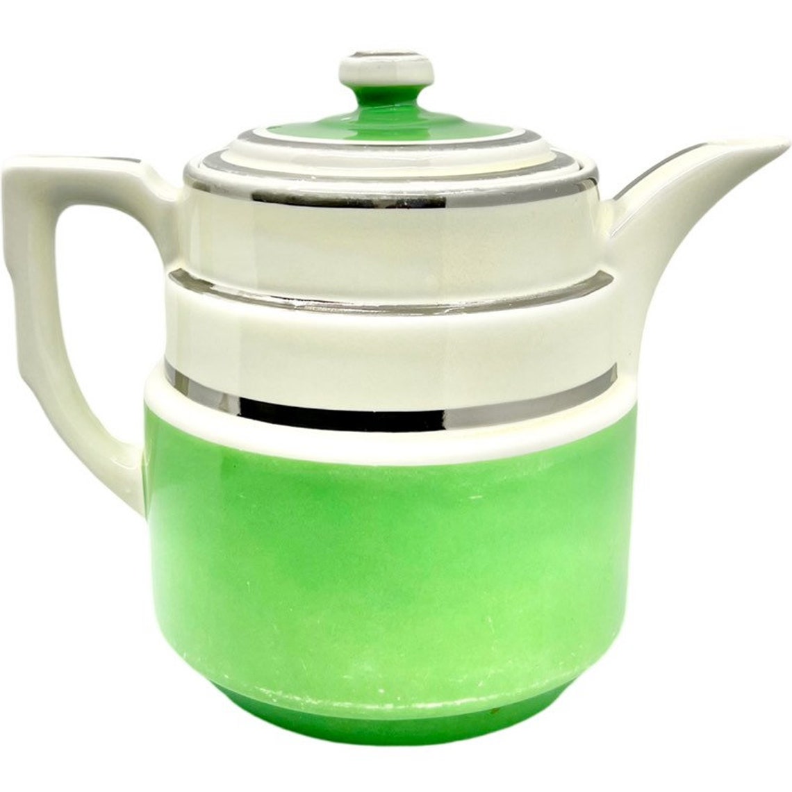 Vintage Hall USA 1950s Green and White 9 Cup Teapot/ Art Deco - Etsy