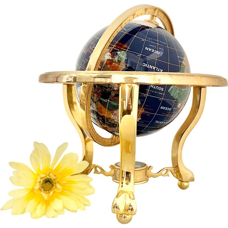 RARE Vintage World Globe Semi-precious Gemstone Inlay 12 Tall - Etsy