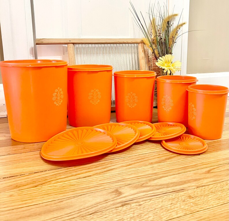 Vintage Orange Tupperware Set of 5 Servalier Nesting Canisters | Etsy