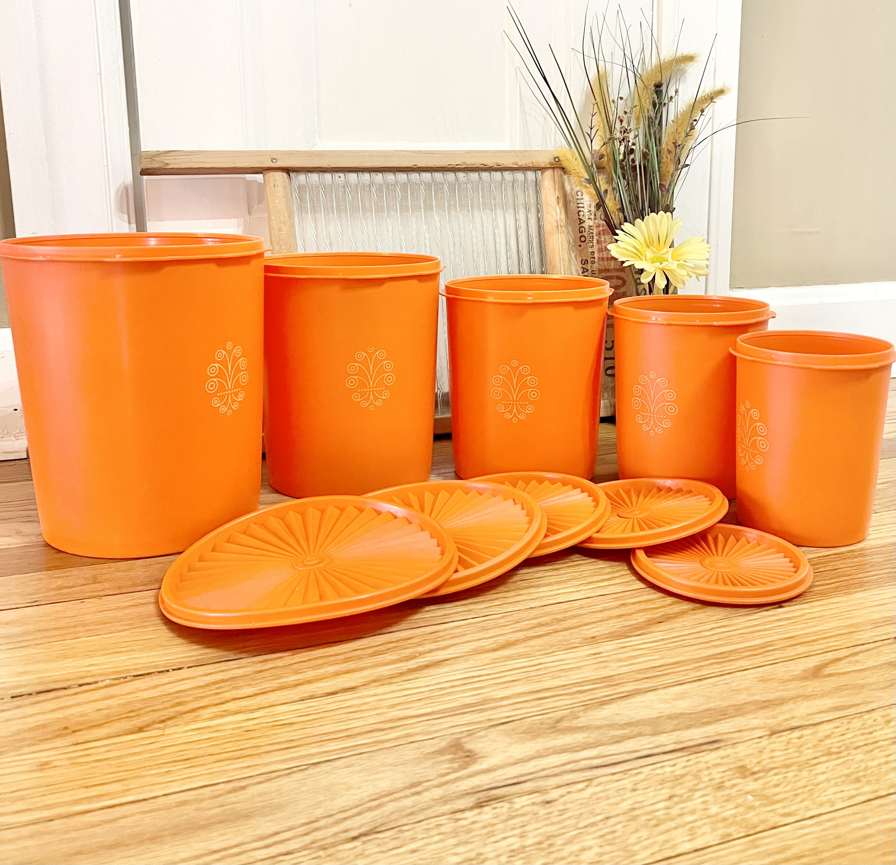 Vintage Orange Tupperware Set of 5 Servalier Nesting Canisters | Etsy