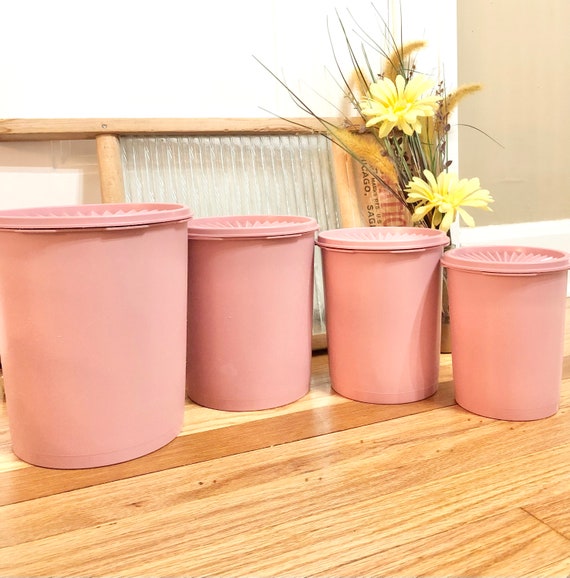 Vintage Tupperware Pink/dusty Rose Servalier Canisters SET of - Etsy