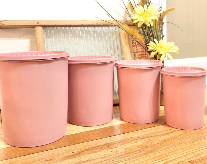 Vintage Tupperware Pink/dusty Rose Servalier Canisters SET of 4 With ...