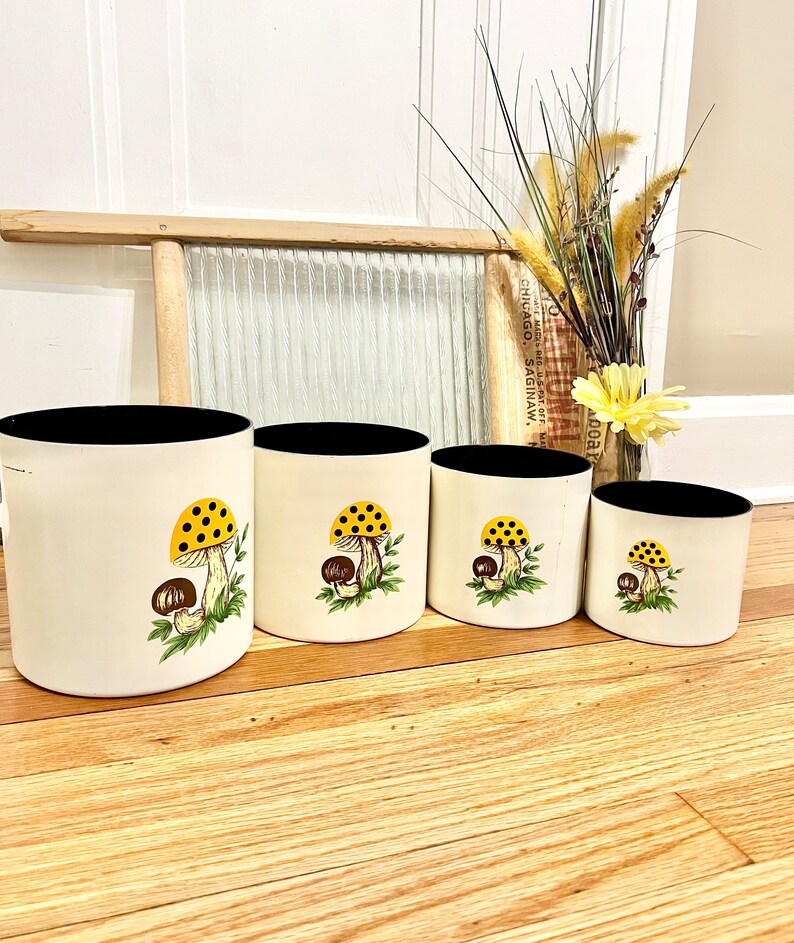 Vintage Merry Mushroom Canister Set: 1970s Sears Melmac Nesting Jars - Etsy