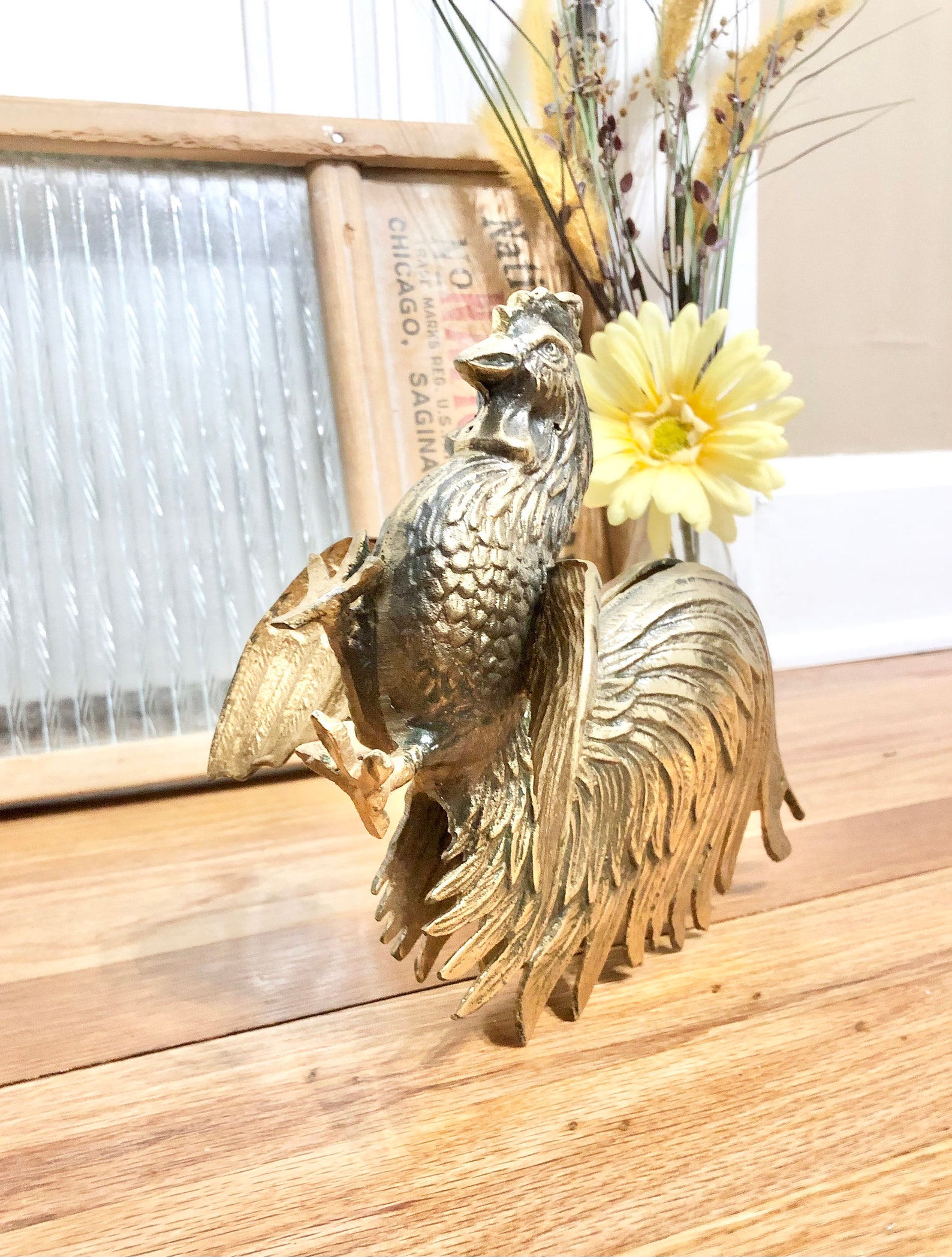 Vintage Brass Big Metal Rooster / Mid-century Brass Rooster / - Etsy
