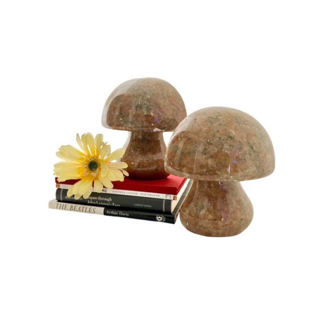 Vintage Alabaster Mushroom Bookends: Hand Carved Italian Decor - Etsy