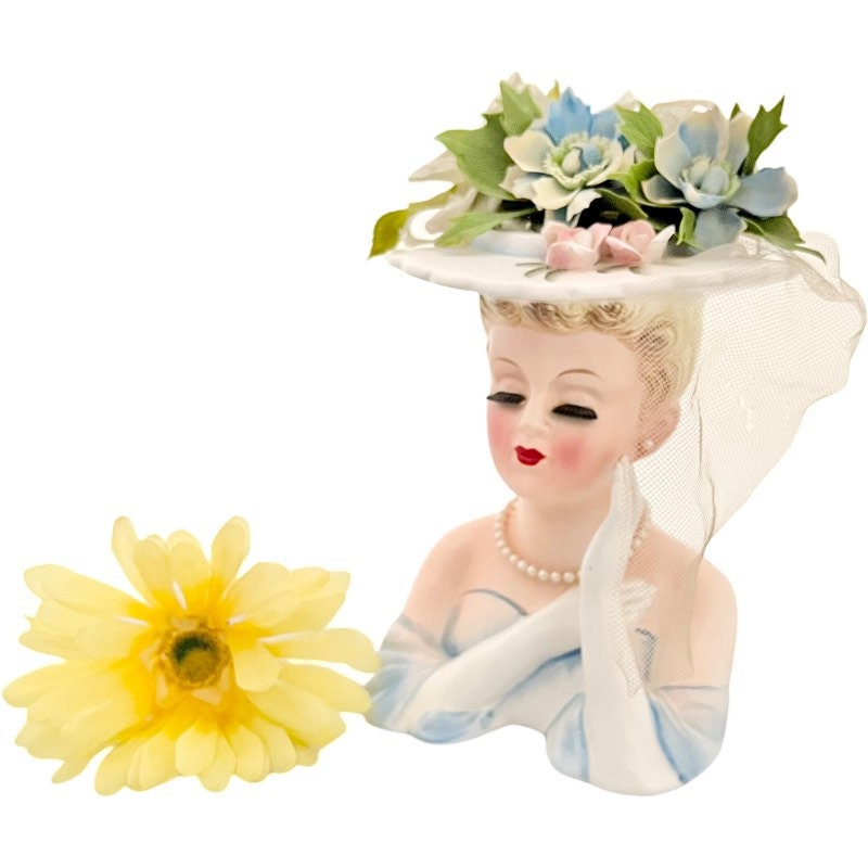 RARE Vintage Large Lady Head Vase by Lefton's 2705 / - Etsy