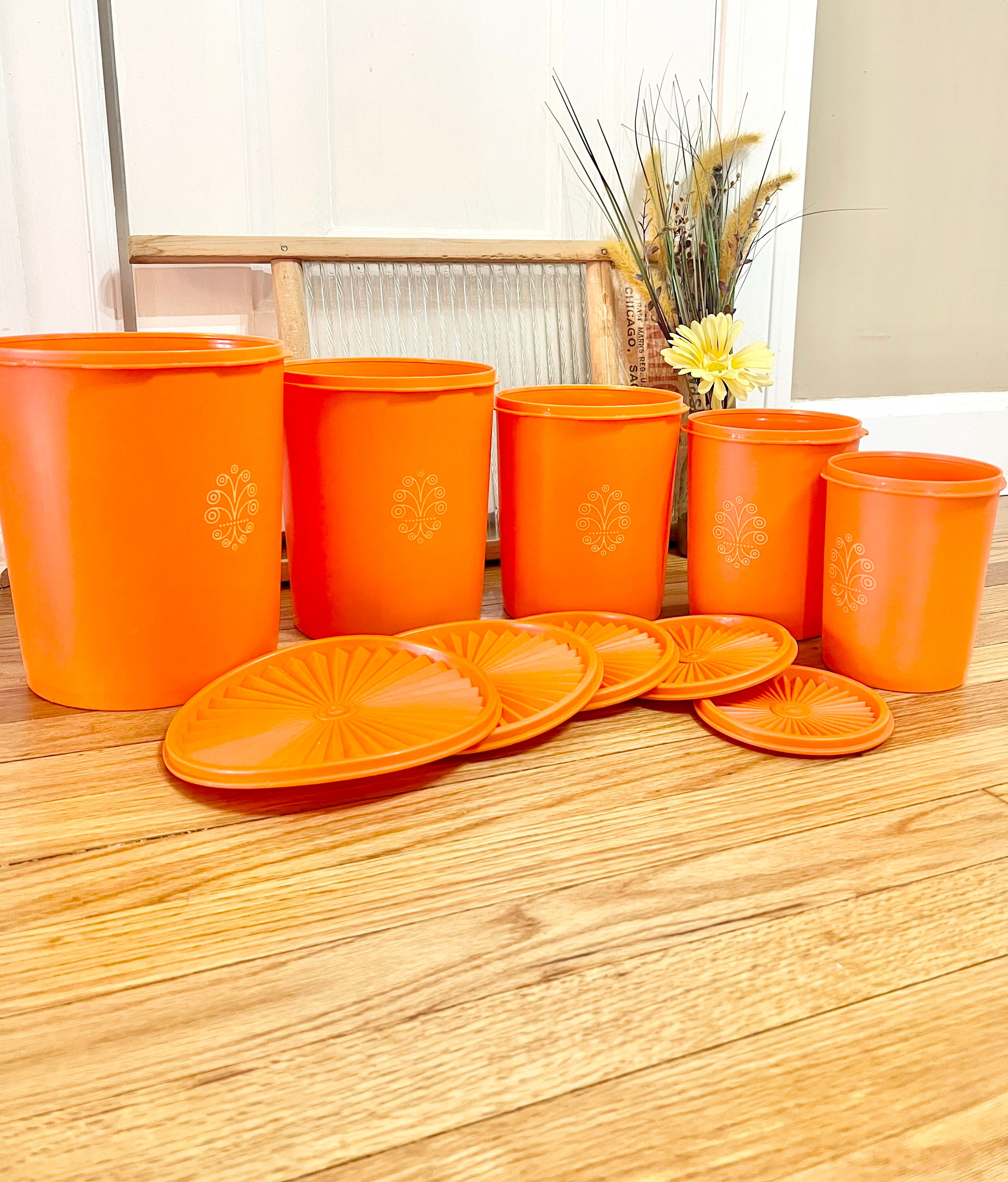 Vintage Orange Tupperware Set of 5 Servalier Nesting Canisters | Etsy