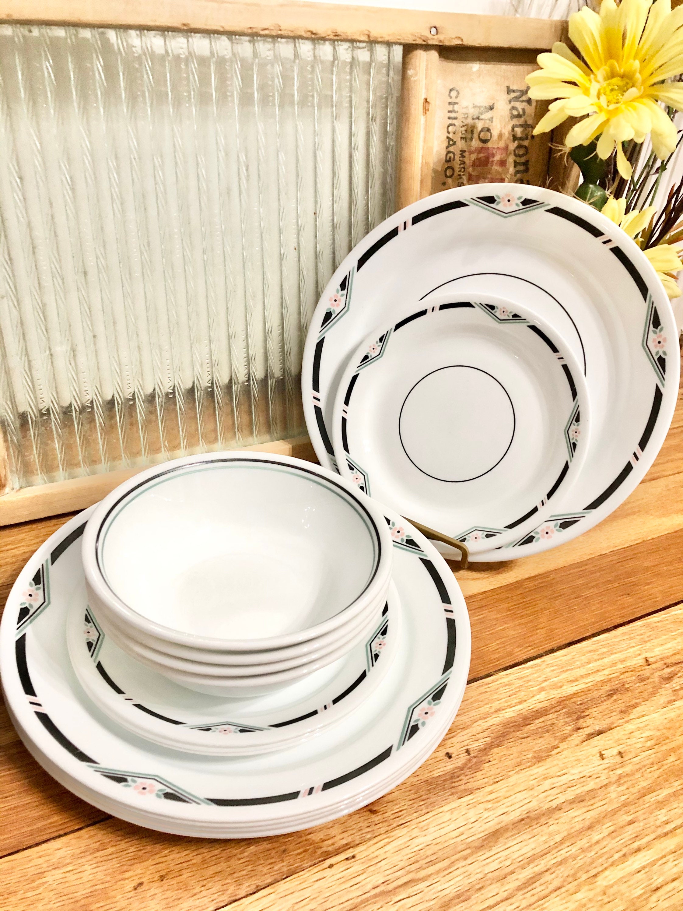 Vintage Corelle/Corning Zenith Dinnerware 12 Piece Set for 4 / | Etsy