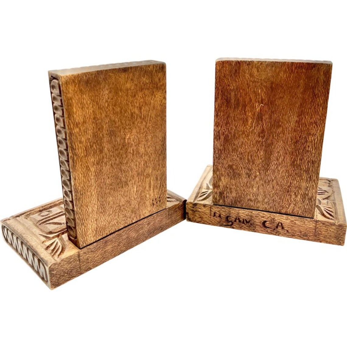 Vintage Pair of BEAUTIFUL Hand Carved Wooden Bookends / - Etsy