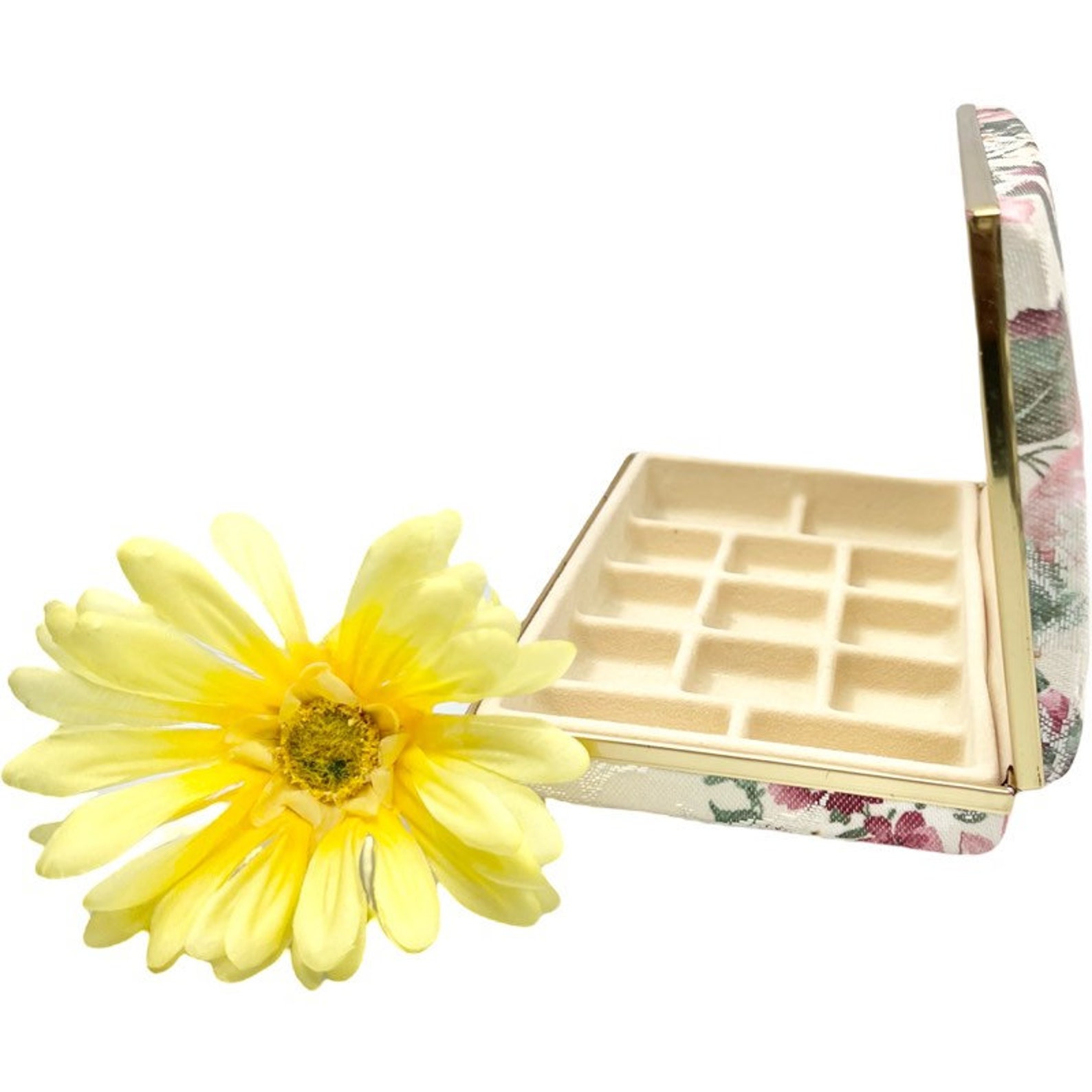 Vintage Floral Fabric Jewelry Box With Divided Inserts / | Etsy