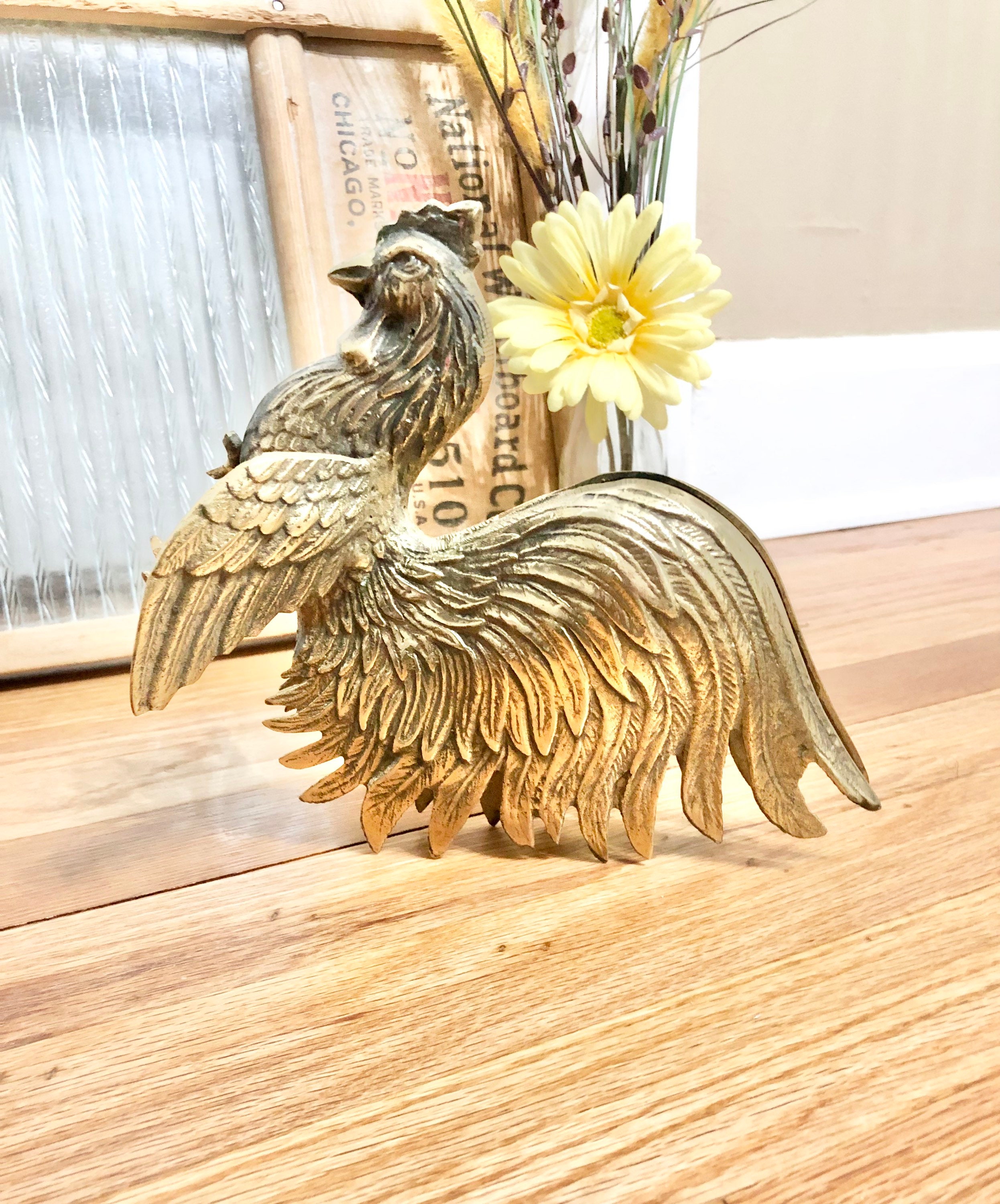 Vintage Brass Big Metal Rooster / Mid-century Brass Rooster / - Etsy