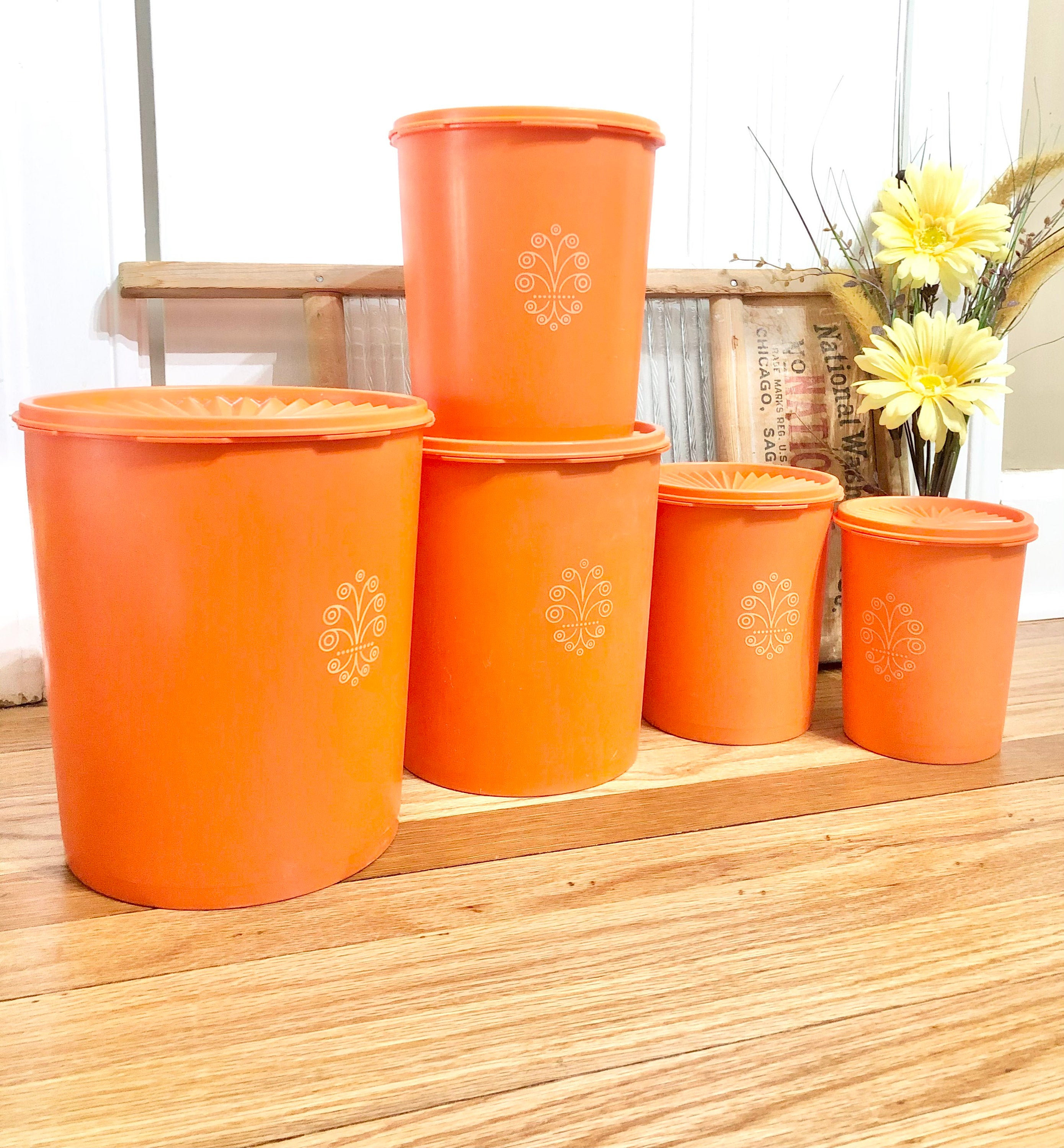 Vintage Orange Tupperware SET of 5 Servalier Nesting Canisters | Etsy