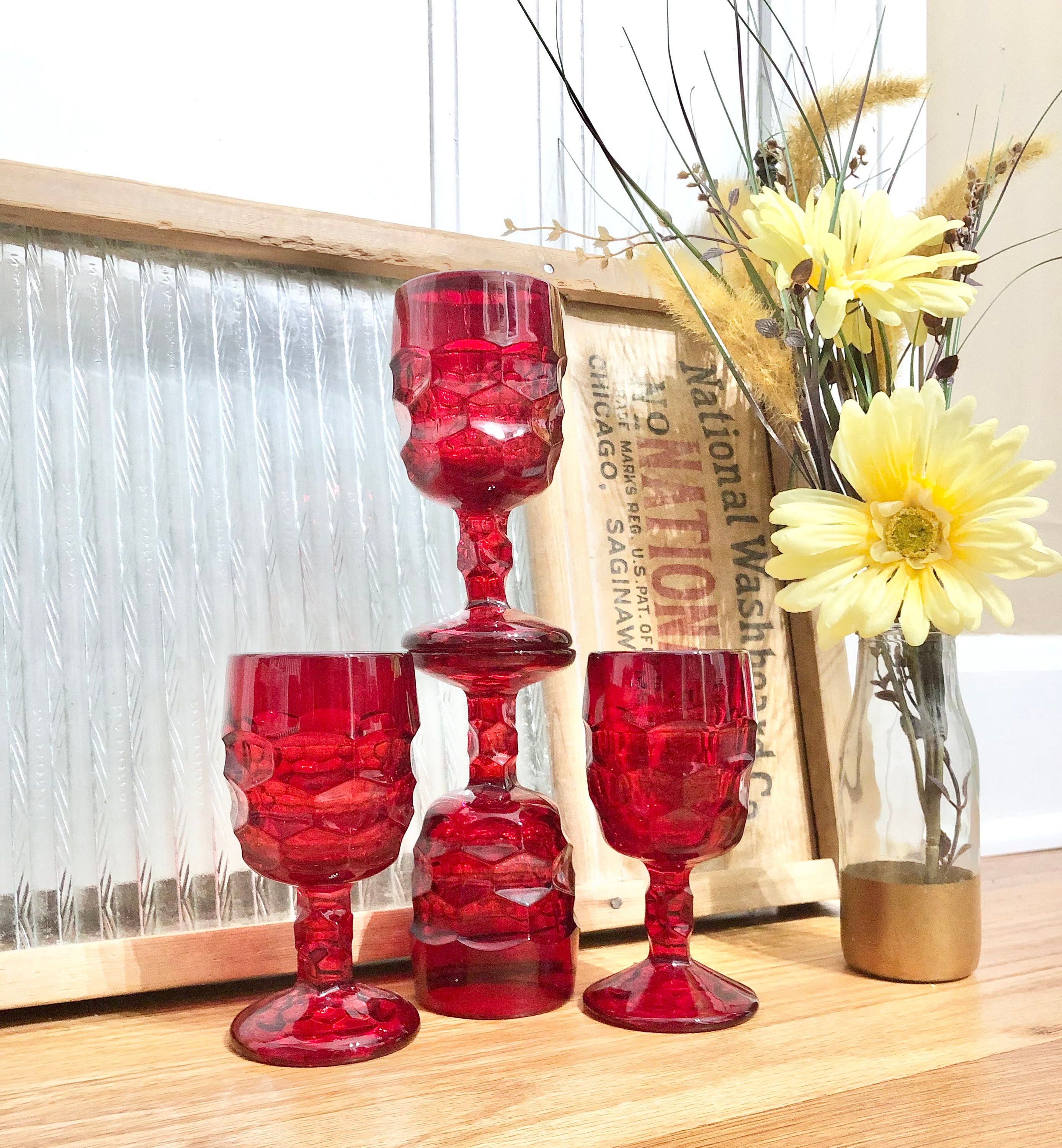 Vintage SET of 4 Ruby Red Viking Arlington Wine Glasses / - Etsy