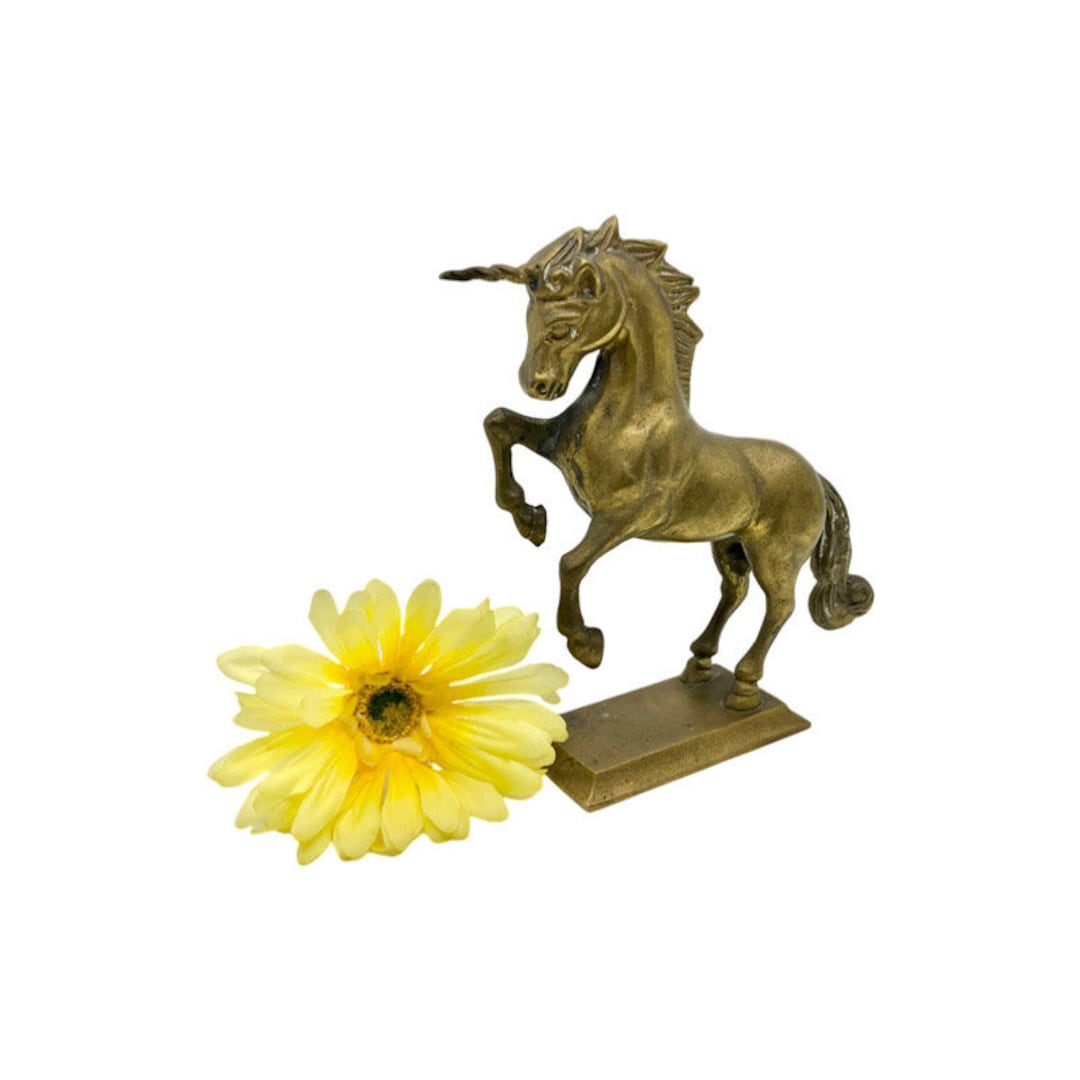 Vintage Large Solid Brass Unicorn Figurine/statue / 1970's Brass ...