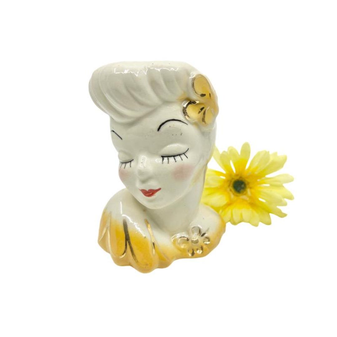 Vintage 1950s Ceramic Lady Head Vase: Mid-century Collectible - Etsy