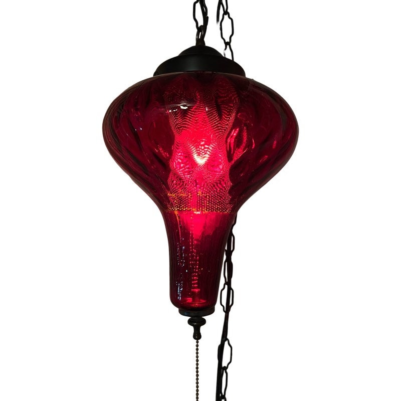 Vintage STUNNING Ruby Red SWAG Lamp / Mid-century Large Red | Etsy
