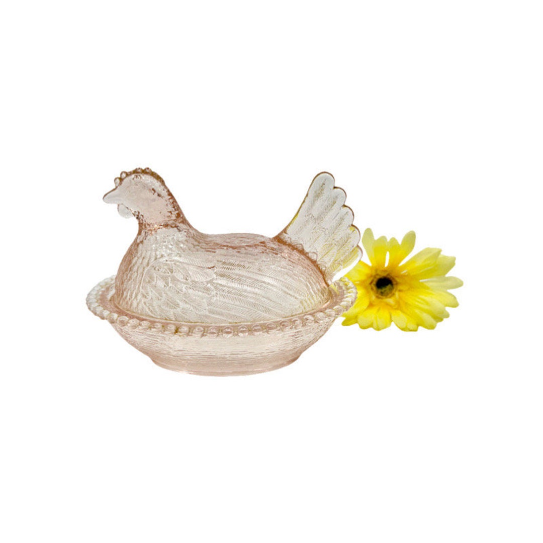 Vintage Indiana Glass Pink Glass "hen on Nest" / Pink Glass Candy ...