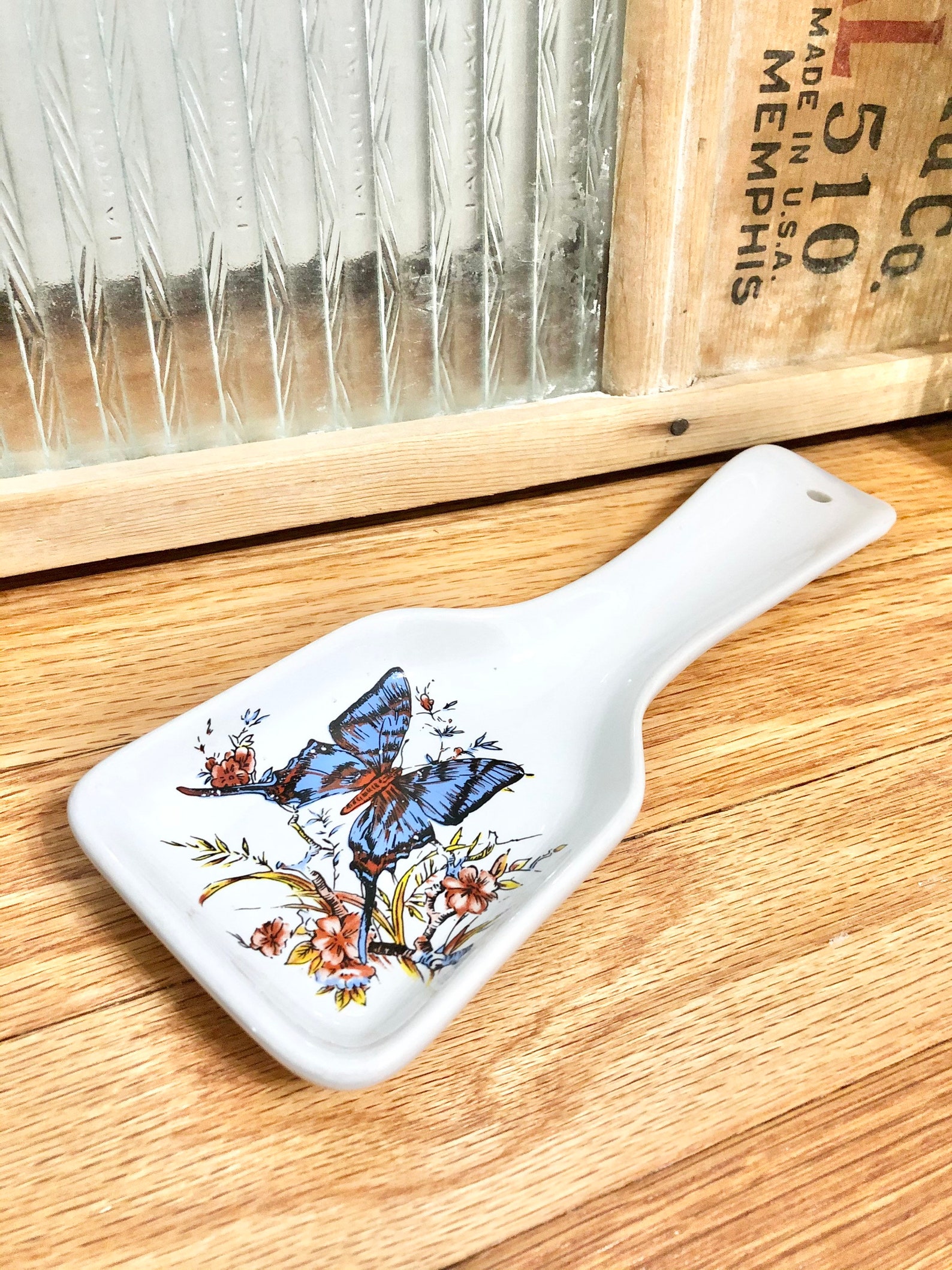 Vintage Butterfly Spoon Rest / Ceramic Butterfly Spoon Rest / | Etsy
