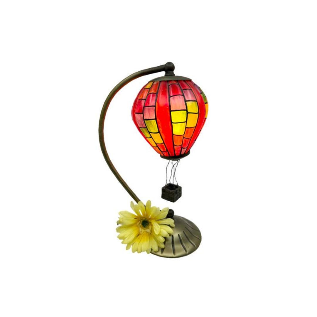 Vintage Tiffany Style Hot Air Balloon Lamp / Mid-century Hot Air ...
