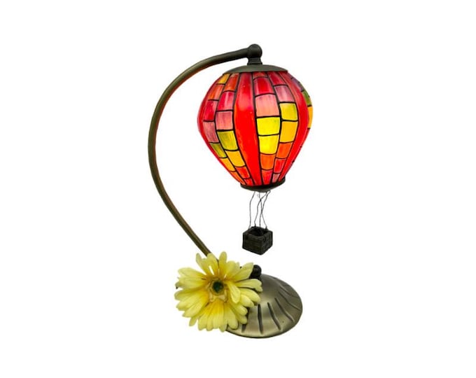 Vintage Tiffany Style Hot Air Balloon Lamp / Mid-century Hot Air ...