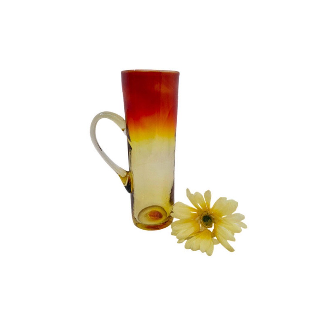 Vintage Blenko Red Tangerine Amberina Pitcher / Vintage Blenko Pitcher ...