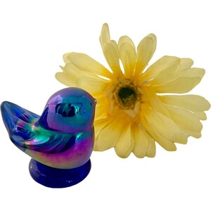 Vintage Blue Bird of Happiness Carnival Glass Bird by Terra Studios / 1980’s Signed Terra ...