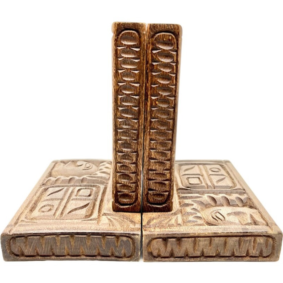 Vintage Pair of BEAUTIFUL Hand Carved Wooden Bookends / - Etsy