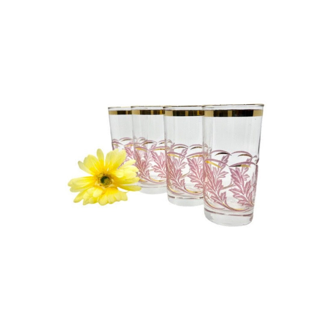 Vintage Libbey Pink “fern Glaze” Set of 4 Glasses/tumblers / Libbey ...