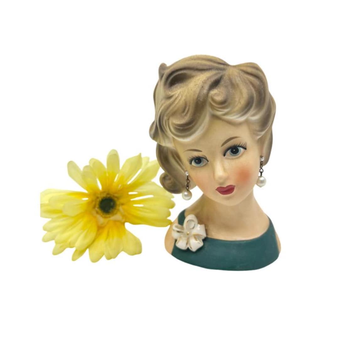 Vintage Enesco Lady Head Vase / 1950's Collectible Enesco Lady Head ...