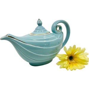 Vintage Blue Hall USA 6 Cup Teapot / 1940s Hall Light Blue Tea Pot ...