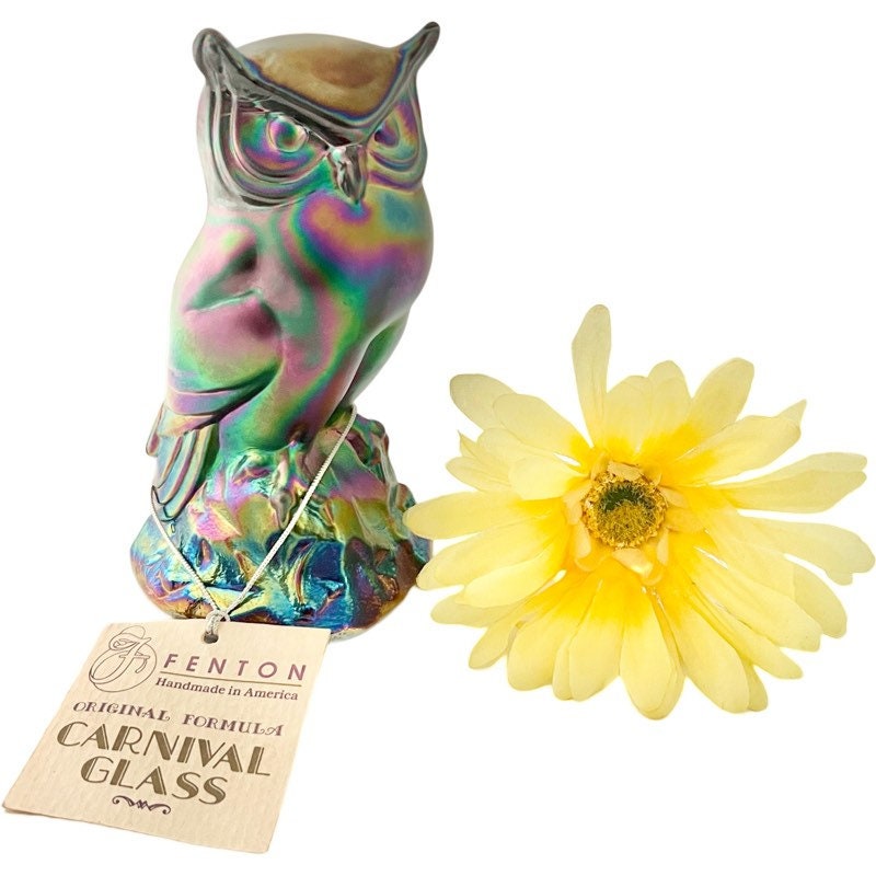 Vintage Fenton Carnival Glass Amethyst Owl With Original Tags - Etsy