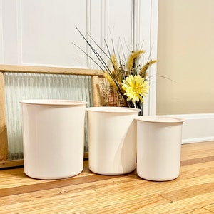 Vintage Tupperware One Touch Canisters SET of 3 Ivory Rose Pink and ...