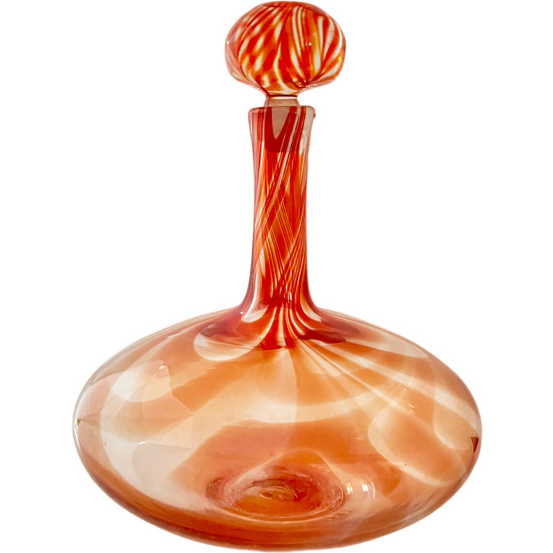 Vintage Blenko Charisma Decanter: Orange Swirl Glass, John Nickerson ...