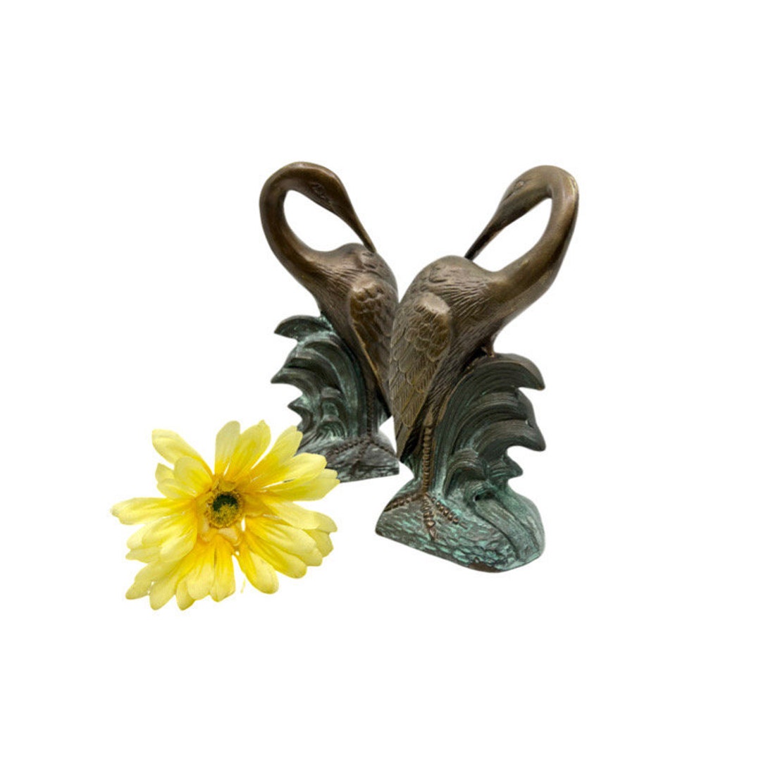 Vintage Deco Brass Bird Bookends / 1950's Collectible Brass Bird ...